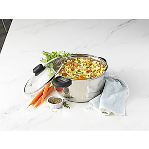 GoodCook Classic Stainless Steel 5-Quart Dutch Oven with Tempered Glass Lid, Silver