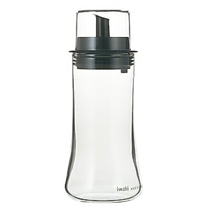 iwaki KT5032-BKO Heat Resistant Glass Seasoning Container, Oil Bottle, Oil Dispenser, Black, M, 5.3 fl oz (160 ml), Lid Included