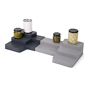 Joseph Joseph CupboardStore Expandable 3 Tier Shelf Organizer for Cabinet, Gray