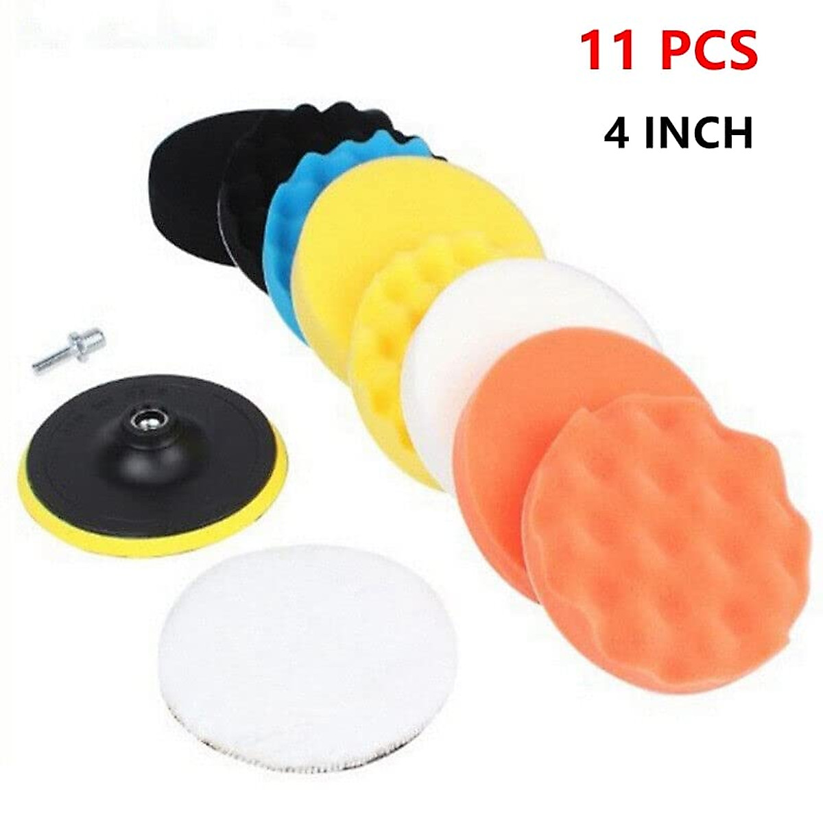 11 PCS Car Buffing Pads Polishing Sponge Waxing Foam Polisher Buffer Set for Drill 3 Inch/4 Inch/5 Inch/6 Inch/7 Inch (4 INCH)