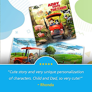 Personalized Storybooks by Dinkleboo - Visits The Farm - Your Child Joins Mr. Gray On A Trip Around The Farm - for Children Aged 0 to 8 Years Old - Soft Cover - Smooth, Glossy Finish (8"x 8")