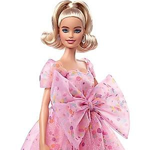 Barbie Signature Birthday Wishes Doll (11.5 in Blonde) Wearing Pink Tulle Gown & Shoes, with Customizable Packaging, Gift for 6 Year Olds & Up