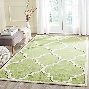 SAFAVIEH Cambridge Collection Area Rug - 9' x 12', Green & Ivory, Handmade Moroccan Trellis Wool, Ideal for High Traffic Areas in Living Room, Bedroom (CAM140T)