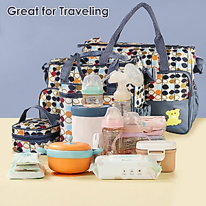 KOCASO Diaper Bag Tote,Baby Girl Boy Diaper Bag, 5 PCS Large Travel Hospital Diaper Bag Set with Changing Pad for Mom Dad,Travel Mat Station Gift Set(Grey)