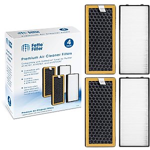 Fette Filter - 2 HEPA and 2 Activated Carbon Filters Compatible with TotalClean PetPlus. Compare to Part # AT-PET01, AT-PET02, at-PETODR. Combo Pack