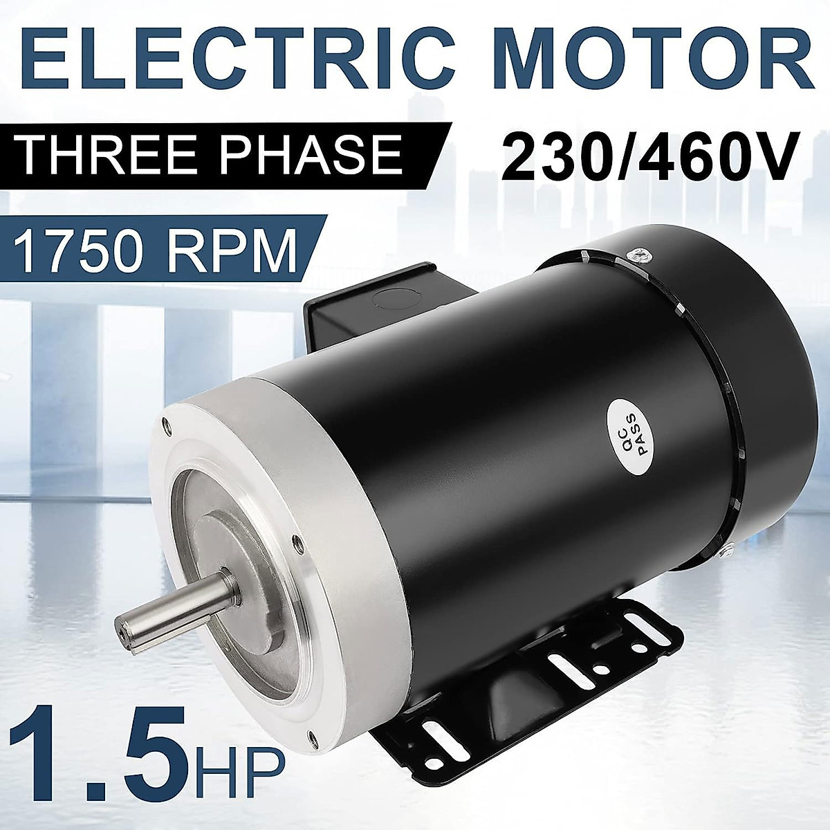 1.5HP Electric Motor 1750 RPM General Purpose Three Phase Motor 5/8" Shaft Diameter 4 Pole 56C TEFC 60HZ 230/460V