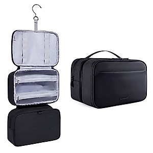 BAGSMART Toiletry Bag for Men, Hanging Travel Toiletry Organizer Large Dopp Kit for Men, Water Resistant Travel Bag Shaving Bag for Toiletries Accessories, Door Room Essentials, Black