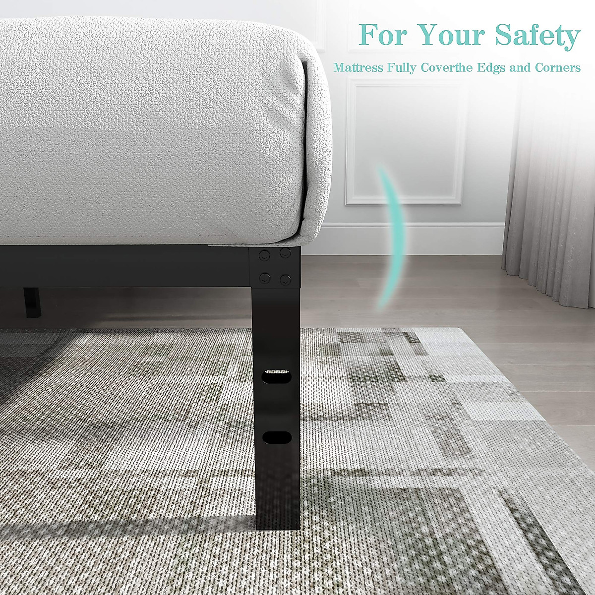 yookare 14 Inch Tall 3500lbs Heavy Duty Metal Bed Frame/with Storage/Mattress Foundation/Steel Slats Platform/Noise Free/No Box Spring Needed,Cal King