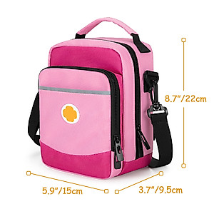 CURMIO EpiPen Carrying Case, Insulated Medicine Bag for EpiPens, Auvi-Q, Asthma Inhaler, Spacer, Pink (Bag Only, Patented Design)