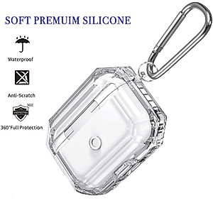 Elephant Case For AirPods 2 Pro with Keychain Protective Clear Sketch Case With Carabiner For AirPods 3 AP11