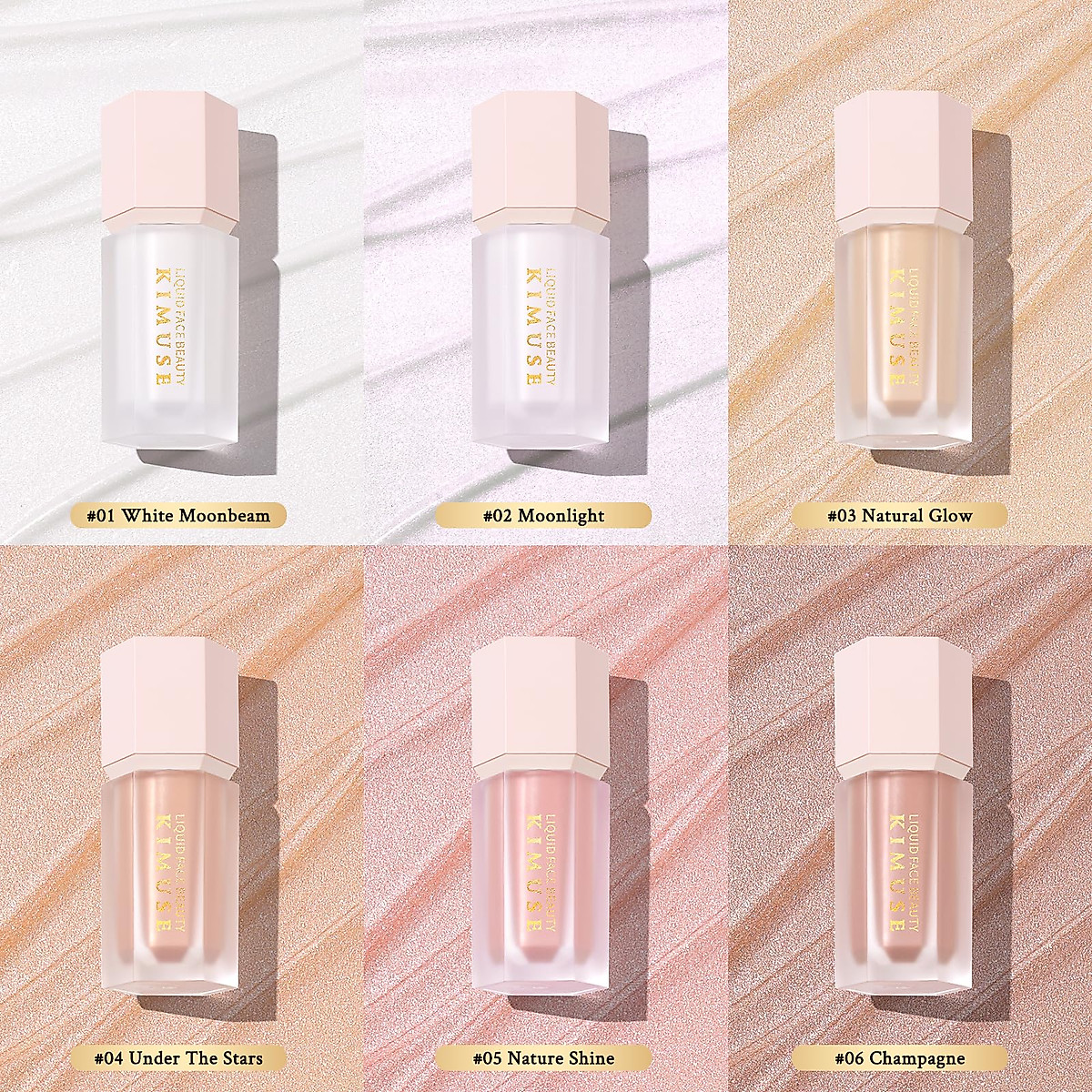 KIMUSE Soft Natural Glow Liquid Filter, Weightless, Long-Wearing, Smudge Proof, Natural-Looking, Dewy Finish, Glow Liquid Illuminator Makeup