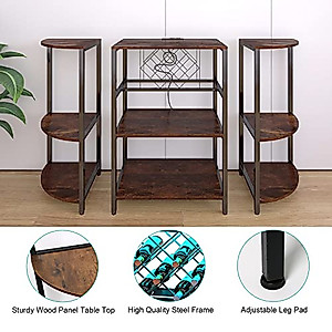 Wine Rack Table with Socket and LED Light 47.3 Inch Wood Coffee Bar Cabinet Detachable with Adjustable Wine Rack, FreeStanding Wine Bar Rack, Sideboard and Buffet Cabinet for Liquor and Glasses