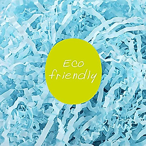 Green Bean 0.5 LB Crinkle Cut Paper Shred Filler, Baby Blue Shredded Paper for Gift Baskets Filling, Crinkle Paper for Gift Wrapping