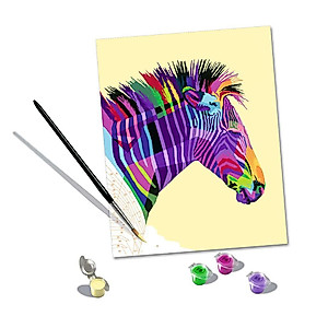 Ravensburger CreArt Funky Zebra Paint by Numbers for Adults 12 Years Up - Painting Arts and Crafts Set - Home Decor Accessories