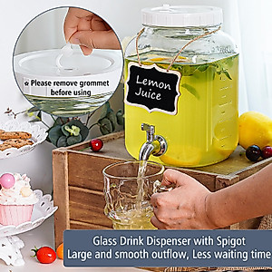 1 Pack 1 Gallon Glass Drink Dispensers for Parties. Beverage Dispenser w Scale Mark. SCREW Cap w Silicone Gasket 100% Airtight, Stainless Steel Spigot 100% Leakproof. Laundry Detergent Dispenser