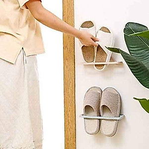 MFCHY Wall-Mounted Shoes Rack Plastic Shoes Holder Storage Organizer Dormitory Province Space Wall Slippers Shelf Home Simple Paste Shoe Storage Rack (Color : Black)