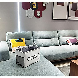 HIYAGON Rectangular Storage Basket,Canvas Toys Storage Bin Organizer,Large Kids Storage Box Nursery Hamper for Children,Books,Boys and Girls,Gift Basket(Books)