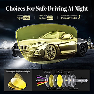 Peekaco Night Vision Driving Glasses Fit Over Glasses, Wrap Around Nighttime Glasses Anti Glare Polarized for Men Women