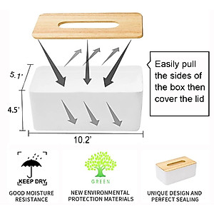 Wood Tissue Box Cover Gloves Box Holder Wooden Rectangular Tissue Box Holder for Storage on Bathroom Vanity, Countertop, Bedroom Dresser (Large(10.2 x 5.1 x 4.5))