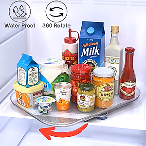 2PCS Kitchen Cabinet Organizer, Non-Skid 360 Rotating Lazy Susan, Pantry Organizers and Storage, Turntable for Refrigerator Organizing, Fridge Swivel Tray (10.2 X 13.8 inches),2pcs