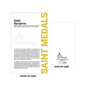 1" Saint and Holy Subject Medal with Prayer Card | Over 25 Different Saints | Durable and Detailed Charm | Pendant Medal Carded with Prayer | Christian Jewelry (St. Dymphna)