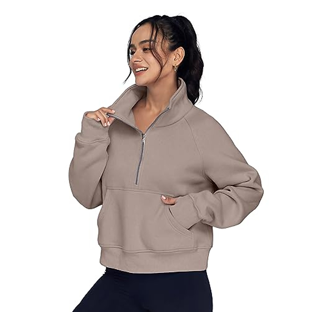 AUTOMET Womens Sweatshirts Half Zip Pullover Cropped Fleece Quarter Zipper Oversized Hoodies 2023 Fall Fashion Outfits Sweaters