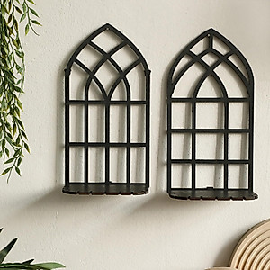 Vintage Hollowed Window Frame Wall Shelf Wood Black Crystal Display Stand Plant Holder Hanging Shelves For Home Decors