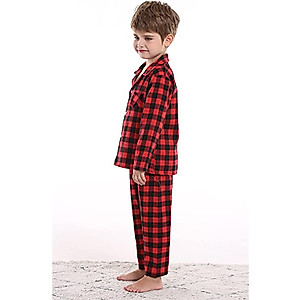 QZH.DUAO Infant Toddler Boy's 2 Piece Cute Plaid Sleepwear Loungewear Nightwear Pajamas Set, Black Red, 7-8 Years = Tag150A