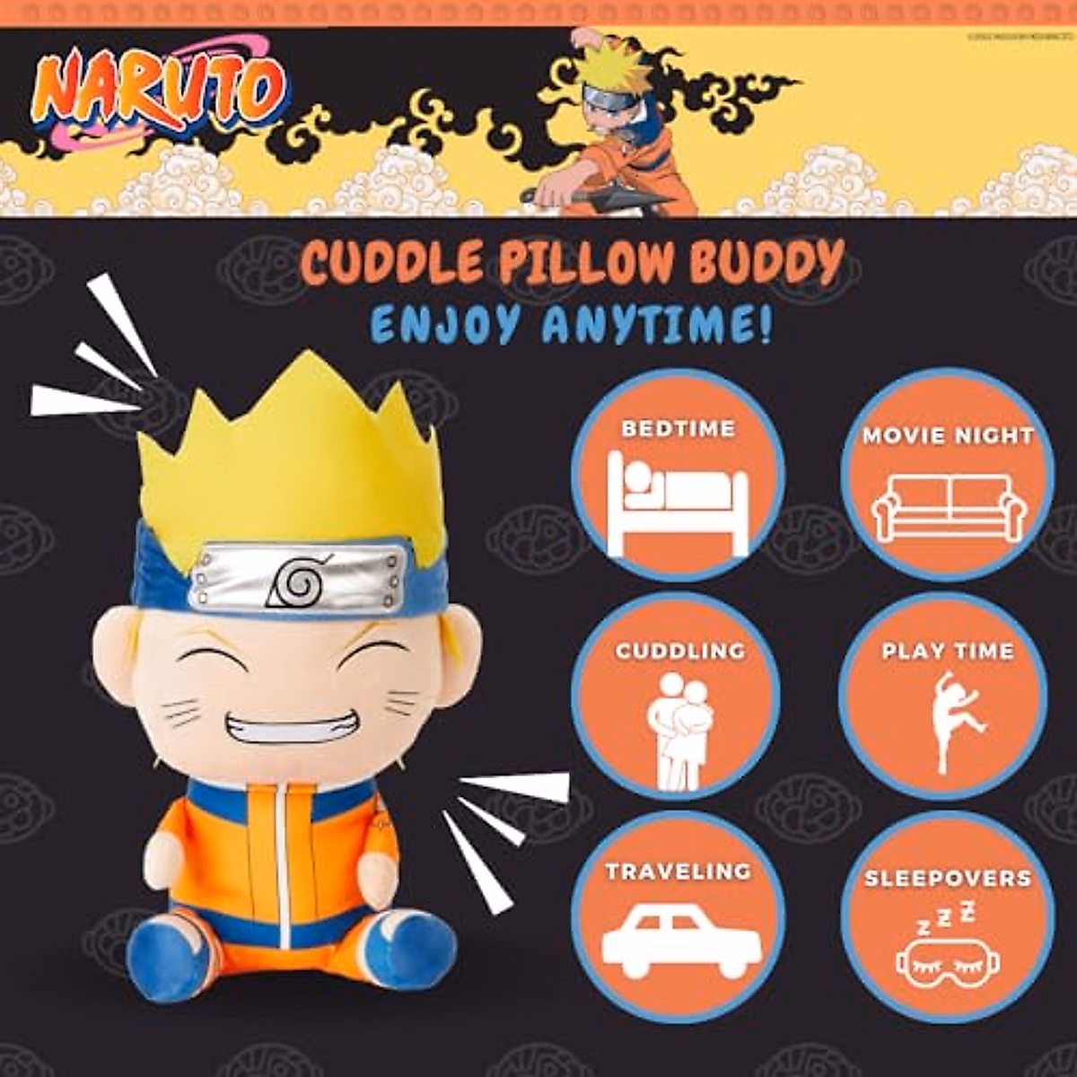 Collectibles Naruto Anime Ninja Kids Bedding Super Soft Plush Cuddle Pillow Buddy, One Size, (Officially Licensed Product)