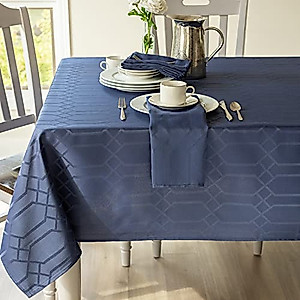 Benson Mills Solid Chagall Spillproof Fabric Table Cloth, for Everyday, Parties, Weddings, & Holiday Tablecloth (60" x 120" Rectangular, Indigo)