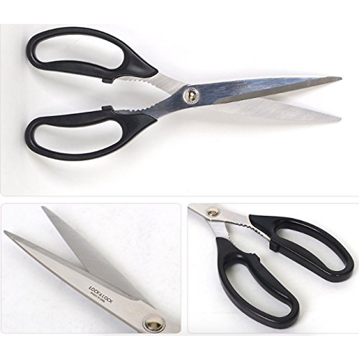 Lock&Lock Korean BBQ Bulgogi Kalbi Stainless Steel (420J2) Scissors - Meat Cutting Shears 9.8 Inch - Right and Left Hand Users
