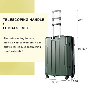 Merax 20 Inch Carry On Luggage with Wheels Aluminum Alloy Corner Hard Shell Suitcase TSA Luggage Suitcases for Travel Woman Men(Green)