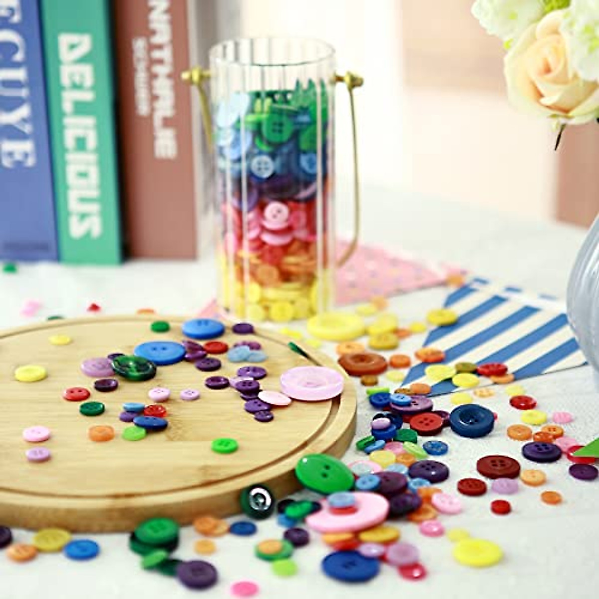 Greentime 1400-1500pcs Resin Buttons Sewing Button Assorted Sizes for Crafts Sewing DIY Manual Button Painting DIY Handmade Ornament Buttons