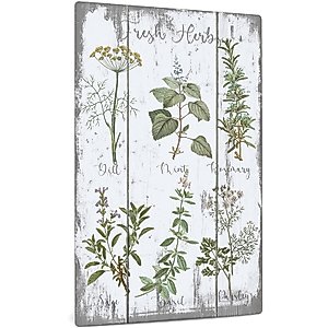 Putuo Decor Botanical Wall Decor, Education Infographic Herb and Spices Sign, Country Farmhouse Decoration Plaque for Bedroom, Kitchen, Garden, 12x8 Inches Aluminum Metal Art Sign