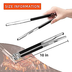 4 Pack Premium Stainless Steel Kitchen Tongs, Serving Tongs for Cooking, XEVOM Metal Food Tongs with Non-Slip Grip, Heat Resistant Grill Tongs 10 inch