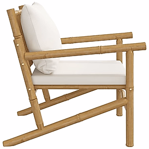 FAMIROSA Patio Chairs 2 pcs with Cream White Cushions Bamboo,19.5 KG,363462