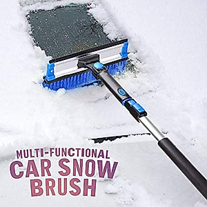 ijoltz 49" Extendable Snow Brush Shovel & Ice Scraper - Telescoping Foam Grip Auto Vehicle Windshield Snowbrush Long Handle Removal Tool Winter for Car SUV Trucks