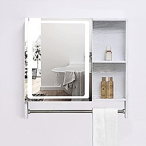 ZAYEN Bathroom Mirror Cabinet, Wall Mounted Bathroom Storage Cabinet with Smart Touch Switch Makeup Mirror Multifunctional Defogging Metal Aluminum Vanity Mirror Cabinet