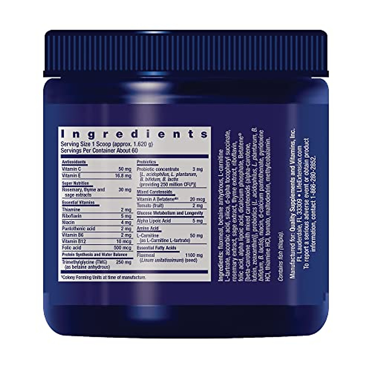 Life Extension Dog Mix - Daily Nutrition Care Supplement Powder for Your Canine Pet - Advanced Formula with Vitamins, Probiotics & Essential Fatty Acids - Gluten-Free, Non-GMO – 100 g, 60 Servings