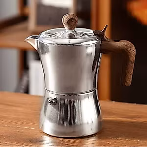 BRAGUE Coffee Makers Italian Coffee Percolator Stovetop For Espresso, 3 Cup Aluminum Coffee Moka Pot, Moka Coffee Pot With Wooden Handle (Color : Silver, Size : 150ML)