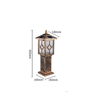 Lights Outdoor LED Aluminum Metal Outdoor Glass Lantern Street Light Anti-Rust European Retro Solar Pillar Light Column Lamp Post Lamp for Villa Community Park School Courtyard Lawn Stadium