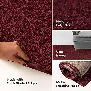 Bright House Solid Color Area Rugs Burgundy - 2' x 4' Rectangle, Indoor, Stain & Fade Resistant, Perfect for Living Room, Bedroom, Dining Room, Entryway, Doorway, Pet & Kids Friendly Rug, Wedding