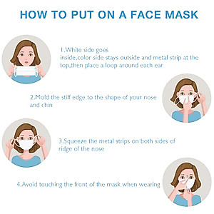 100 Pcs Disposable Face Masks - 3-layer Breathable Color Masks, Comfortable Protective Mouth Cover with Nose Clip,Disposable Colorful Masks for Adults