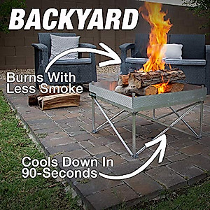 Pop-Up Fire Pit + Extra Fire Mesh | Portable and Lightweight | Fullsize 24 Inch | Weighs 7 lbs. | Never Rust Fire Pit | Extra Fire Mesh Included
