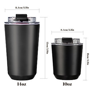 Puraville 2 Pack Insulated Tumblers with Lid, 14 oz Travel Coffee Mug Stainless Steel Vacuum Cup, Leak Proof Double Walled Coffee Tumbler for Iced and Hot Drinks, Black and Cream