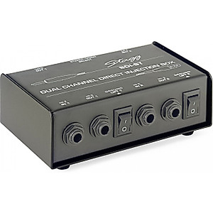 Stagg SDI-ST 2-Channel Passive DI Box with Mono/Stereo Switch & Hosa CMP-153 3.5 mm TRS to Dual 1/4" TS Stereo Breakout Cable, 3 Feet