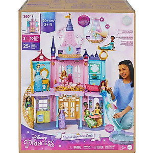 Mattel Disney Princess Toys, Ultimate Castle Doll House with Lights & Sounds, 3 Levels, 25+ Furniture Play Pieces & Accessories, 4 ft Tall