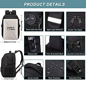 Extra Large Backpack for Men 50L,Water Resistant 17 inch Travel Laptop Backpack with USB Charging Port,TSA Friendly Big Business Anti Theft Computer Bag Work College School Bookbags Gifts,Black