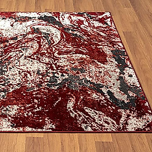 LUXE WEAVERS Abstract Marble Swirl Red 8x10 Area Rug