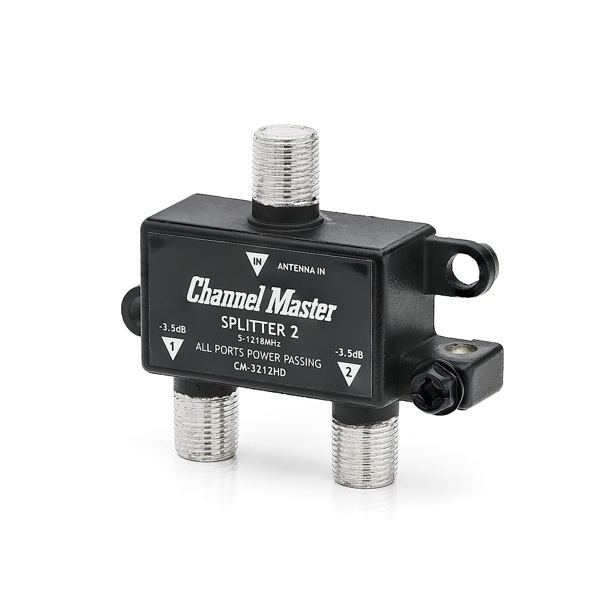 Channel Master Splitter 2, 2-Way Splitter with Power Passing Capability for TV Antenna and Cable Signals